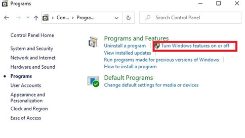 how to turn windows features on or off i