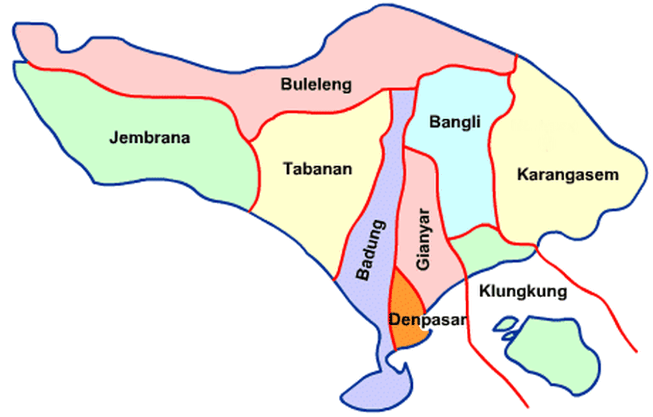 Finally a clear map about Bali Regencies | Bali map, Bali, Map