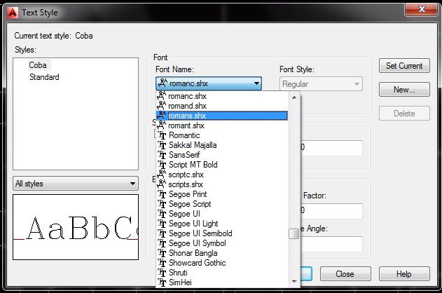 Membuat Text Style Pada Autocad