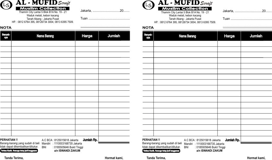 Sample Bon Nota | Percetakan Sinyo Abadi Printing