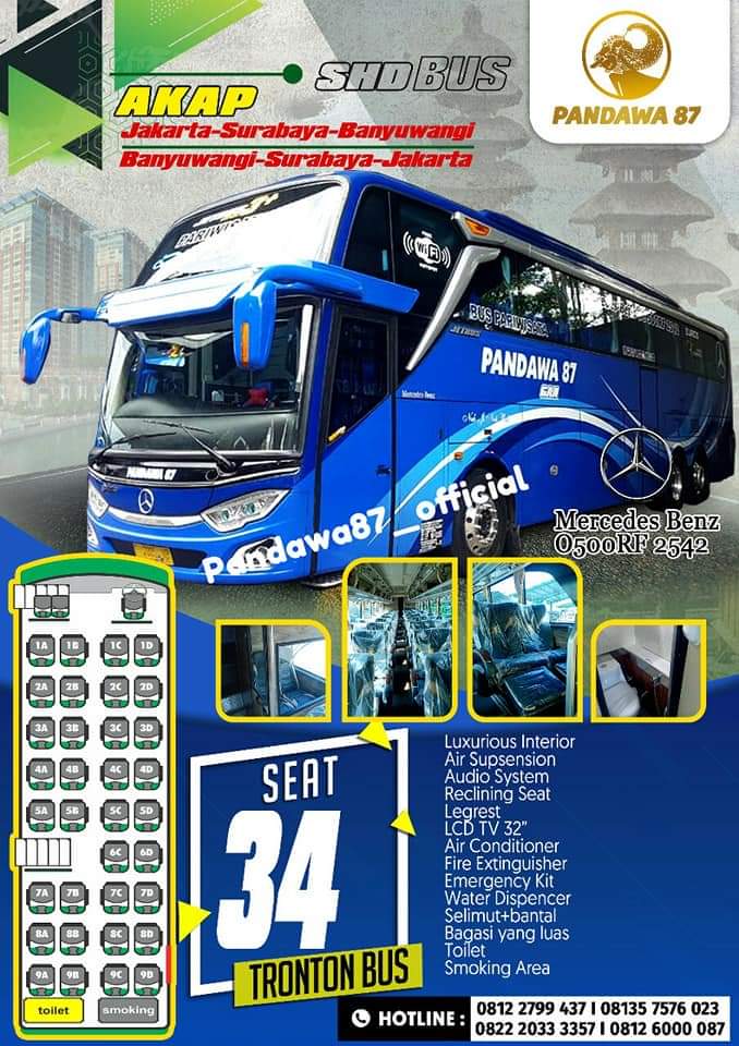 SLEEPER BUS PANDAWA 87 BUKA RUTE JAKARTA - BANYUWANGI, CEK BERAPA TARIFNYA