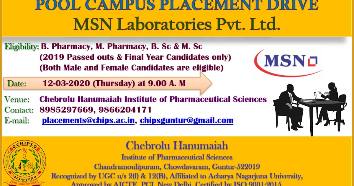 MSN Laboratories Pvt. Ltd - Pool Campus Drive for B.Pharm | M.Pharm | B.Sc | M.Sc Freshers on ...