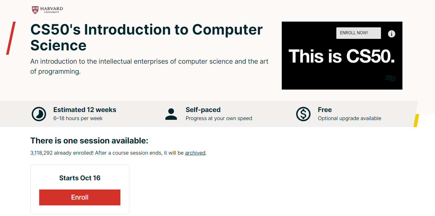 【经验Book】免费获取文凭 美国哈佛大学Harvard University 计算机科学CS50 攻略
