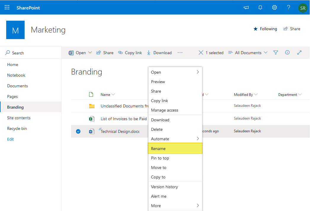 SharePoint Online: Rename Files in Document Library using PowerShell ...