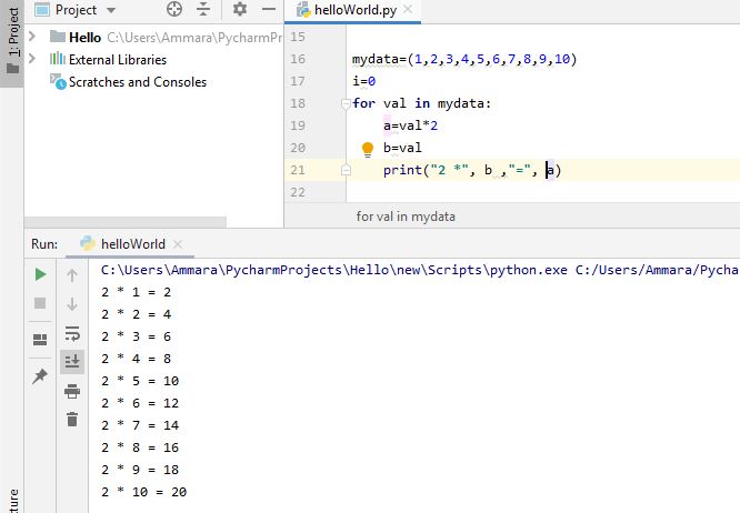 Print table in python: