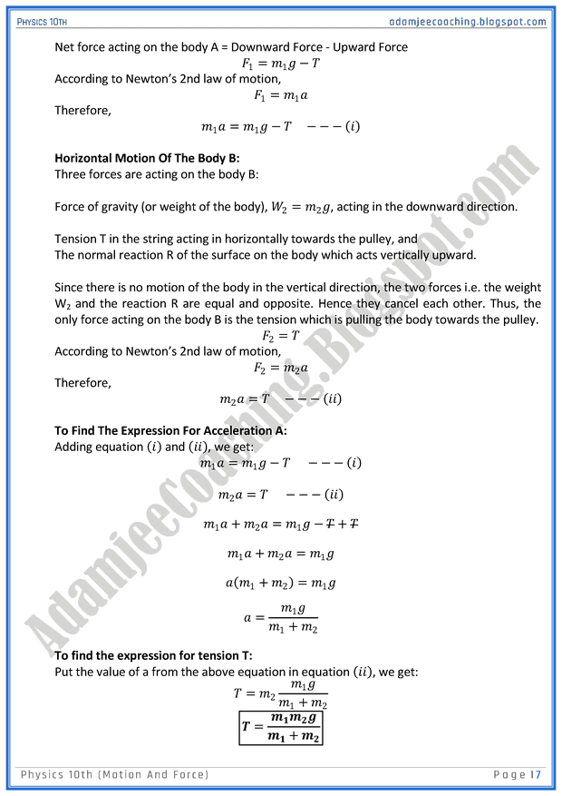 Adamjee Coaching: Motion and Force - Question Answers - Physics 10th