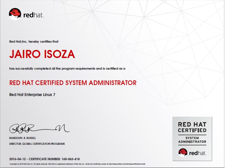 Data Libre: RED HAT CERTIFIED SYSTEM ADMINISTRATOR
