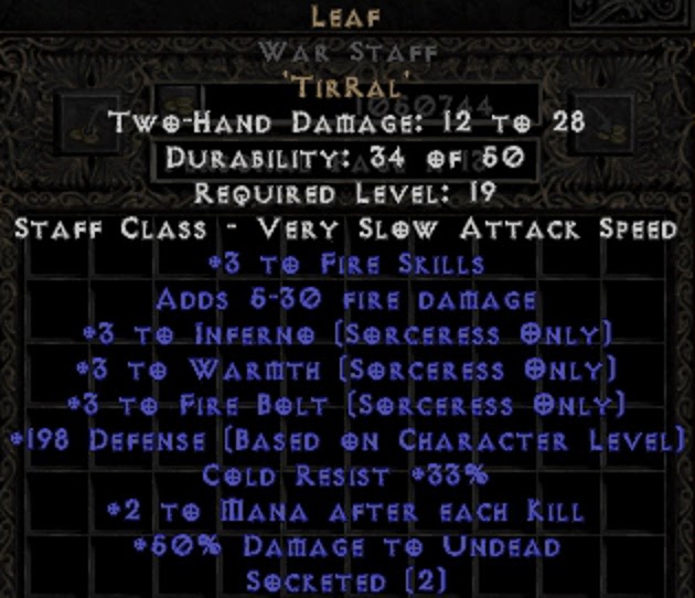 Best cRPGs: LEAF RUNEWORD, Diablo 2 Resurrected, TIR-RAL