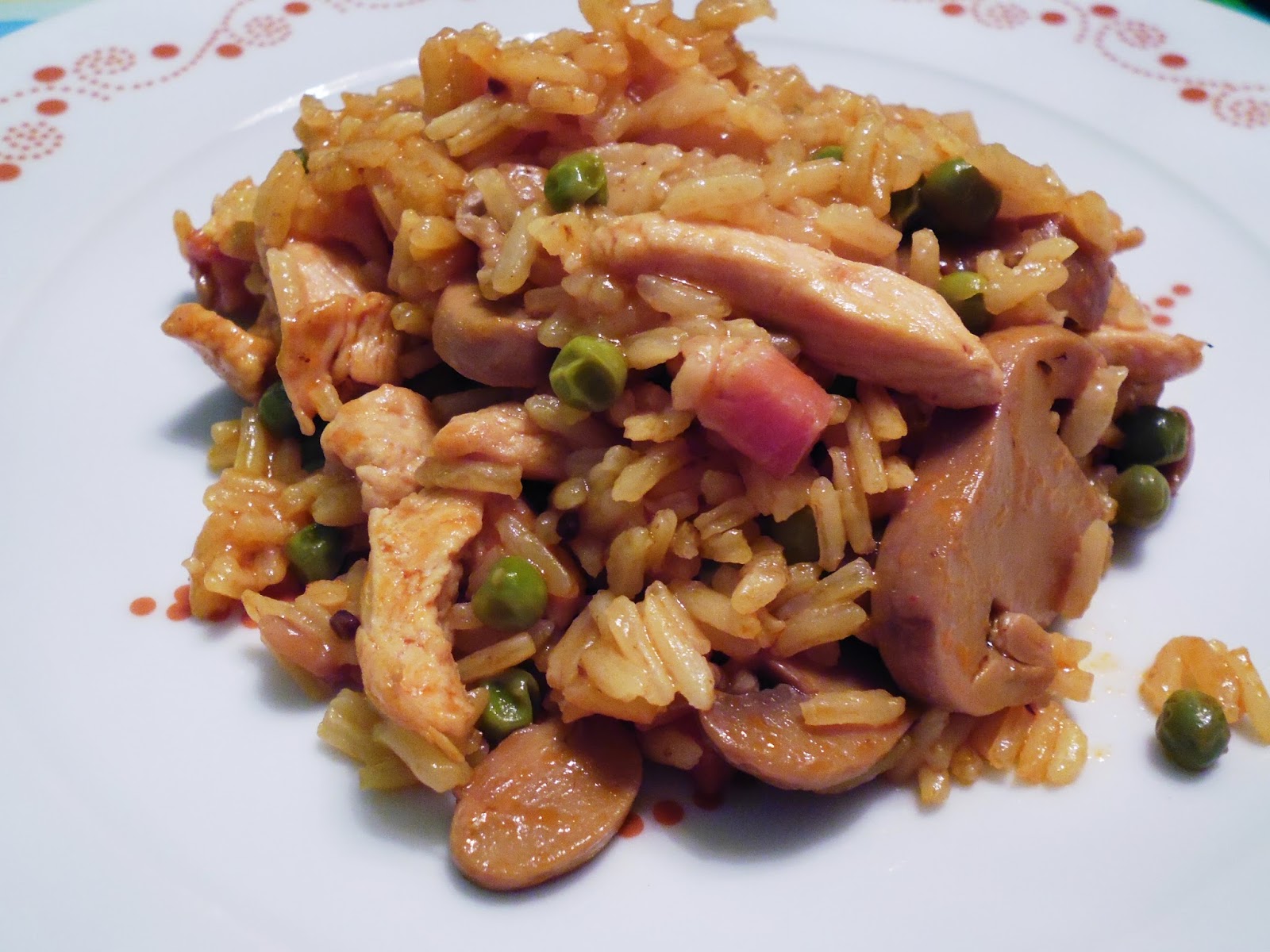 Cantinho da Somi: Arroz de frango com cogumelos e ervilhas