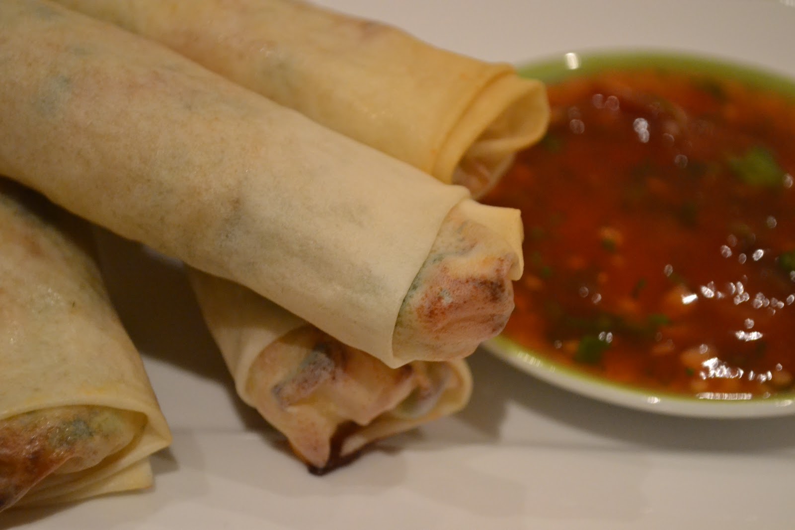 Mijn kookavonturen: Loempia's met garnalen en chili dipsaus