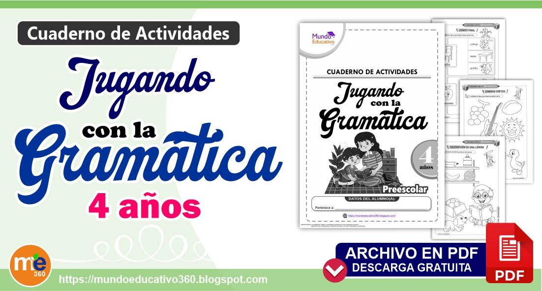 Cuaderno de Actividades Jugando con LA GRAMÁTICA para 4 años