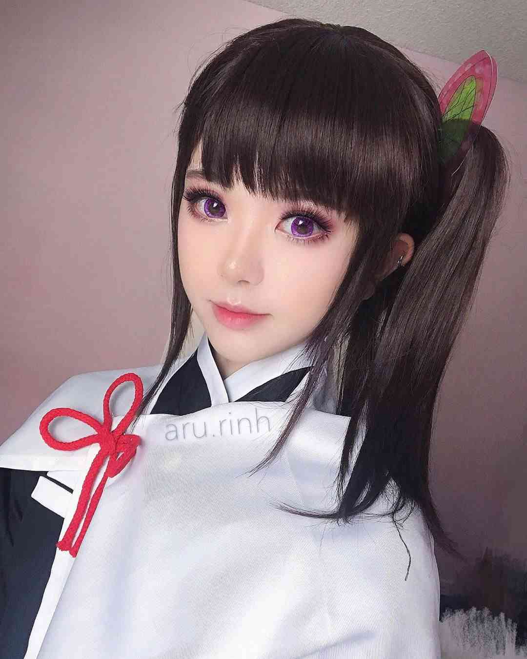 Kawaii Cosplayer Karakter Kanao Tsuyuri Kimetsu No Yaiba Demon