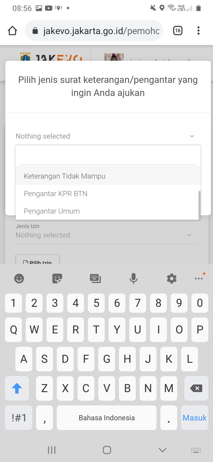 Membuat SKTM (Surat Keterangan Tidak Mampu) Online dengan JAKEVO