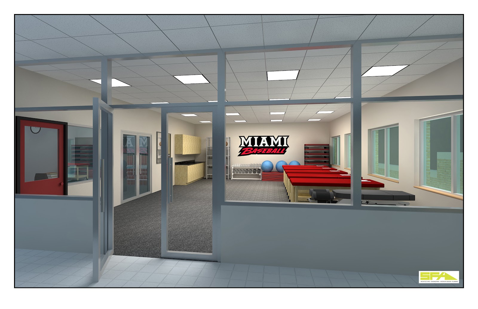 Nate England Art: Miami University Baseball Building Interior