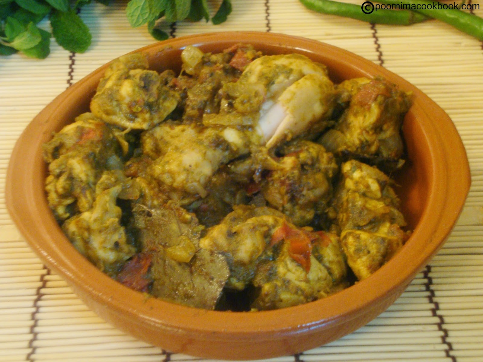 Poornima's Cook Book: Mint Chicken (Pudina Chicken) / Mint Chicken ...