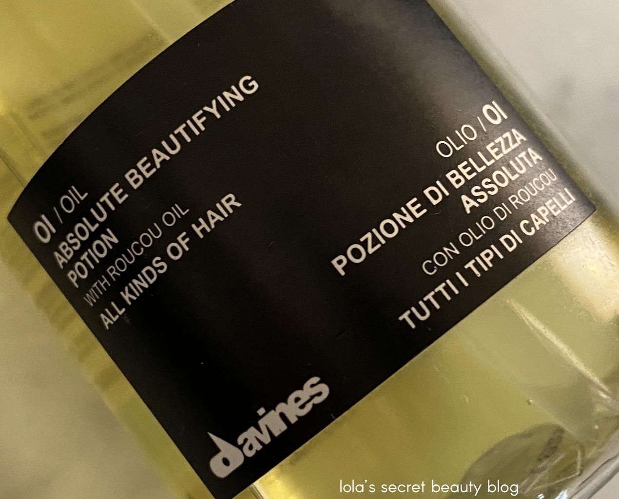 lola's secret beauty blog: Davines OI Oil Absolute Beautifying Potion ...