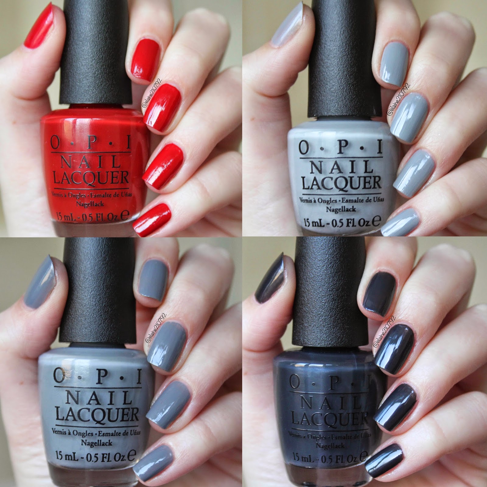 Elaine Nails: OPI 50 Shades Of Grey Collection Swatches & Comparison