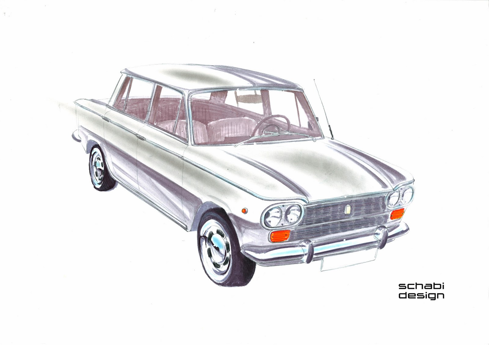 Schabi Design Sketch Site: Fiat 1500 Drawing Copic