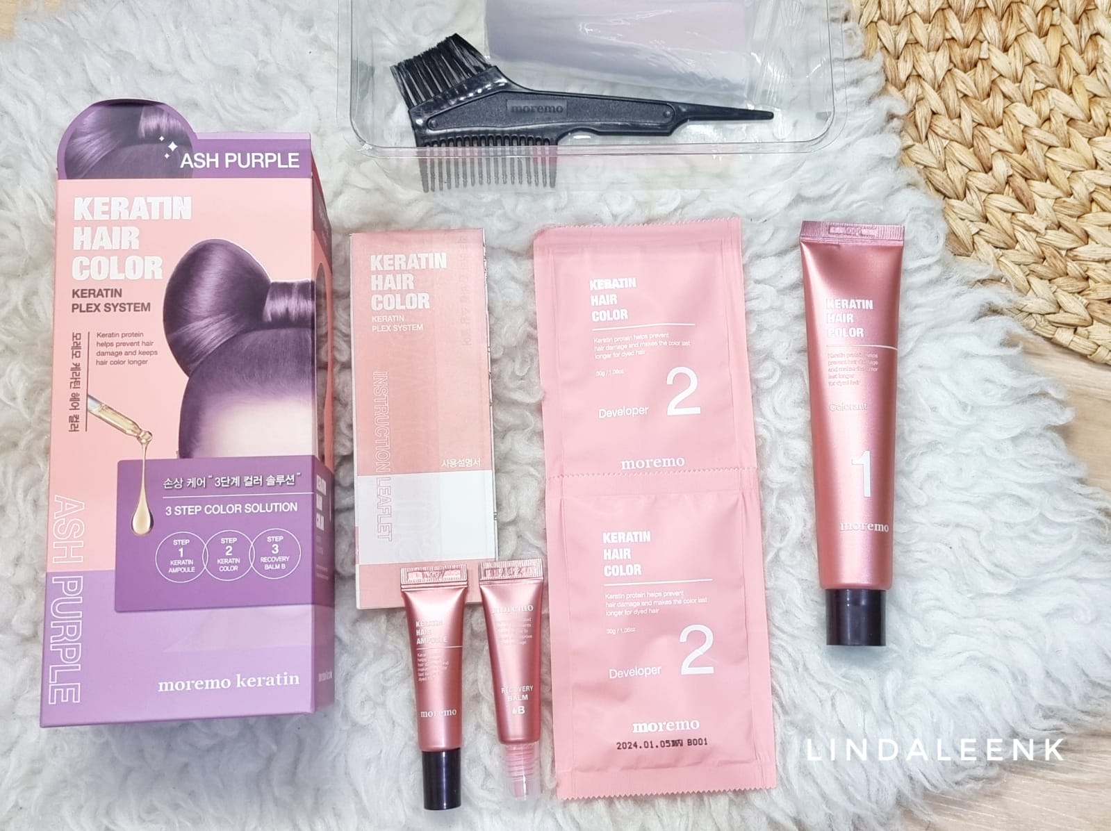 REVIEW: MOREMO KERATIN HAIR COLOR ASH ROSE PINK AND ASH PURPLE ...