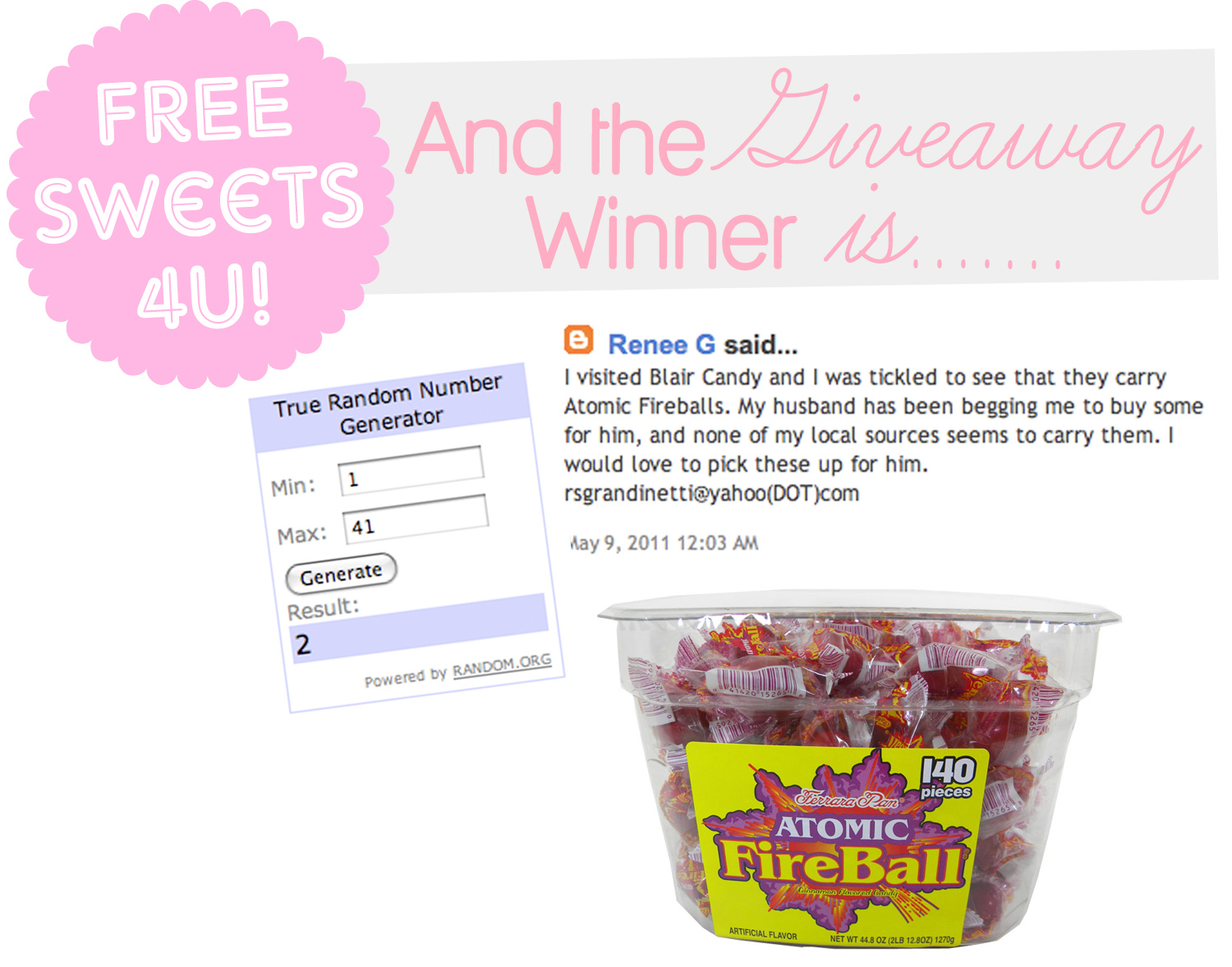 Blair Candy Giveaway Winner!