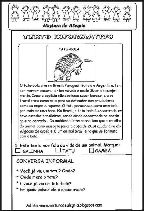A COPA DO MUNDO DE 2014, TEXTO INFORMATIVO SOBRE O TATU-BOLA - Mistura ... A COPA DO MUNDO DE 2014, TEXTO INFORMATIVO SOBRE O TATU-BOLA - Mistura ...