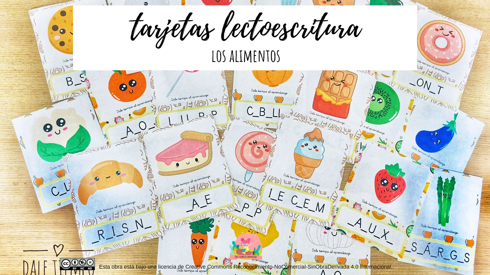 Tarjetas de lectoescritura sobre comida - Dale tiempo al aprendizaje