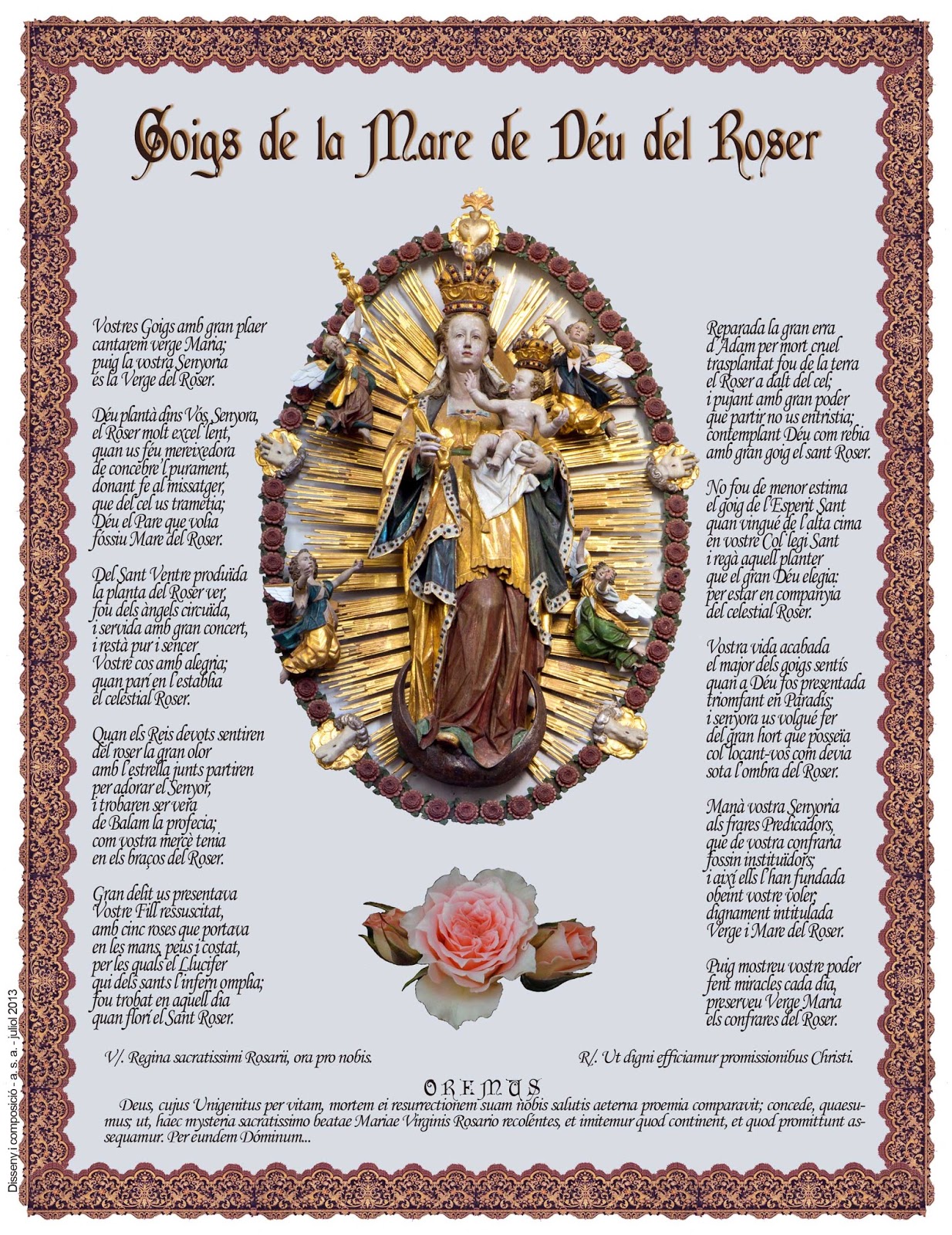 Goigs a la Mare de Déu del Roser i Goigs de Quaresma de la Mare de Déu ...