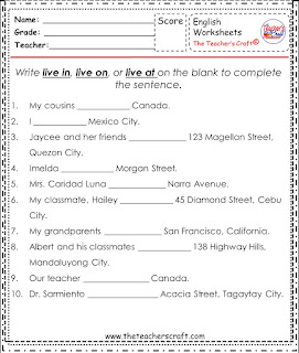 LIVE IN, LIVE ON, LIVE AT - The Teacher's Craft