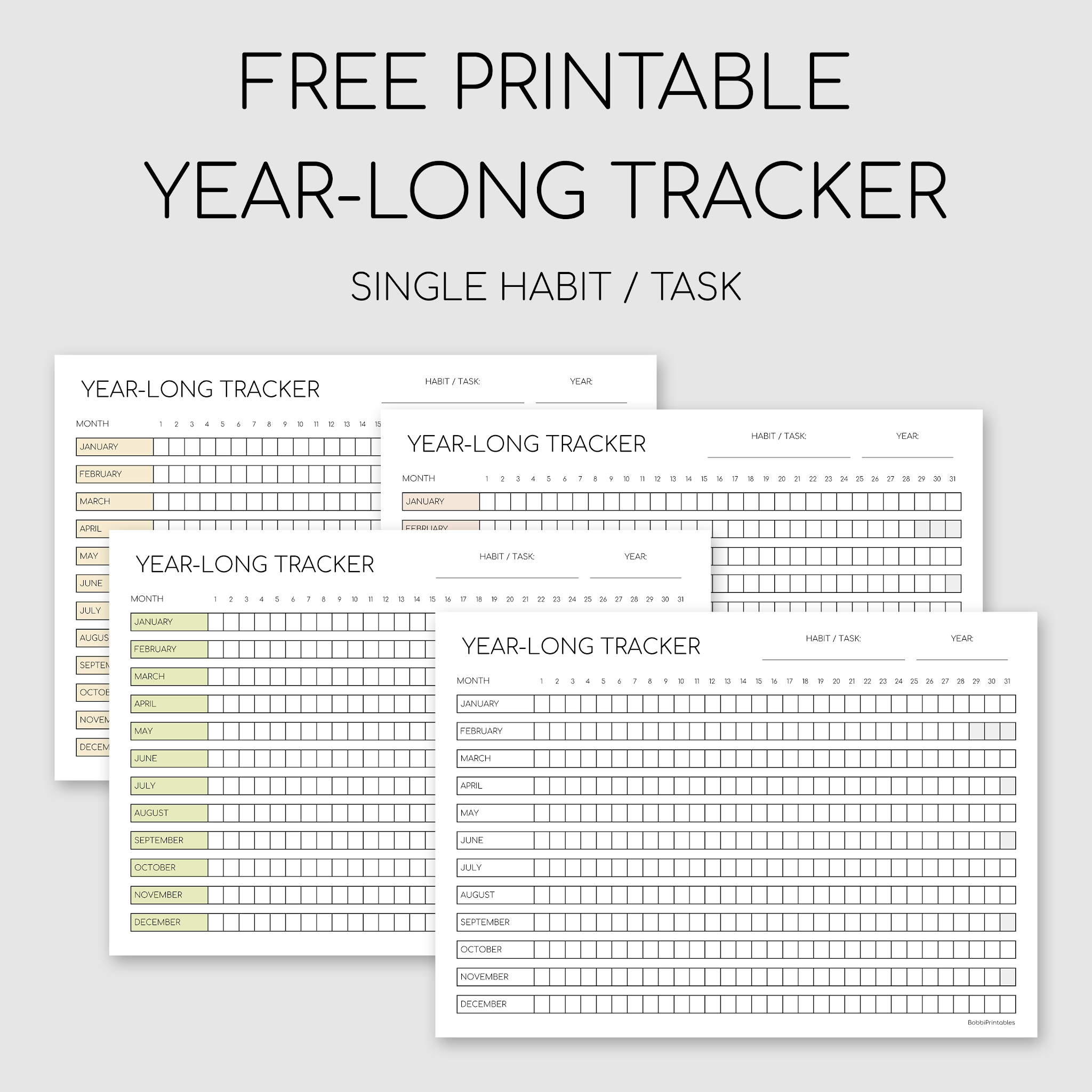 Printable Year-Long Single Habit Tracker