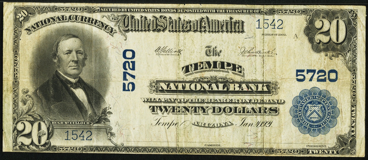 Arizona National Banknotes: 5720 The TEMPE National Bank