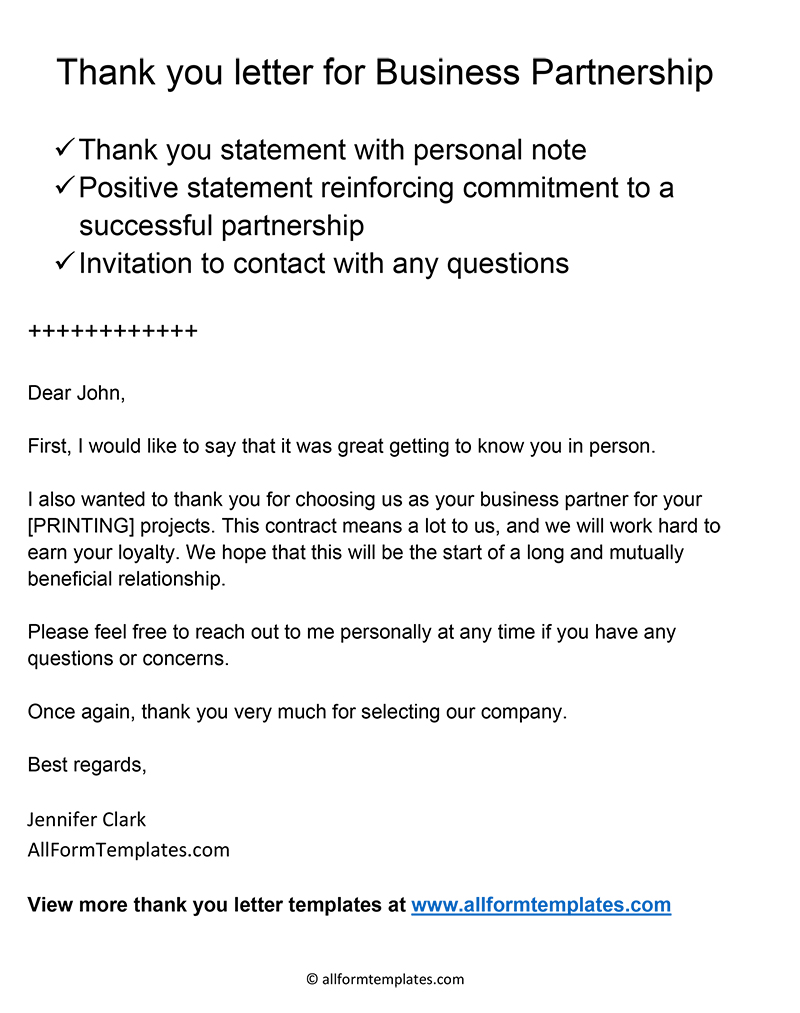 Business Thank You Letter ~ Thankyou Letter
