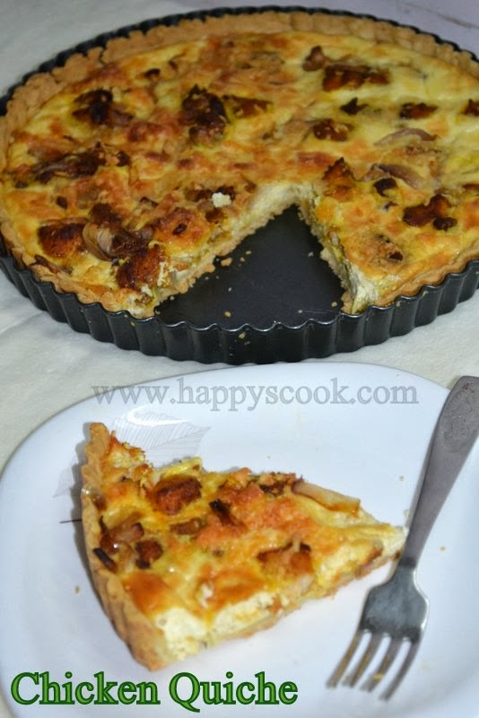 Chicken Quiche Recipe/ Golden Onion Chicken Quiche| IFC #2 | Happy's Cook