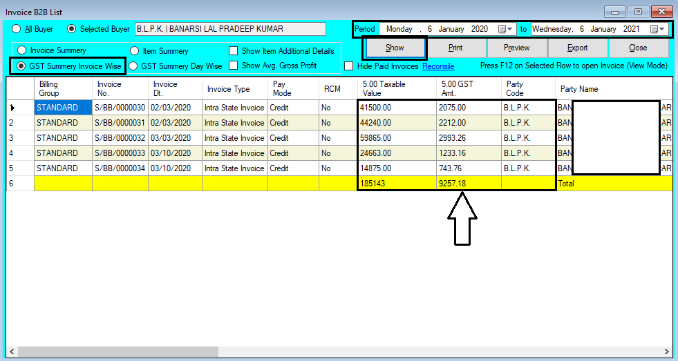 Invoice B2B List Report Help Guide