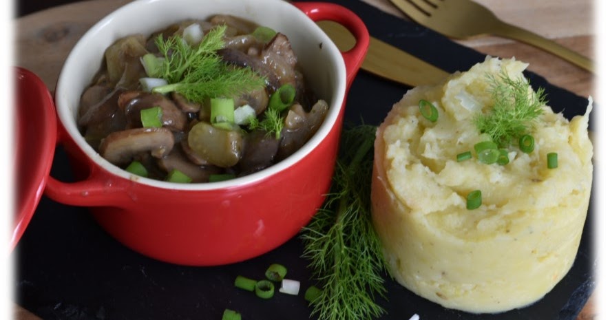 Pastinaak aardappelpuree met een ragout van venkel en kastanjechampignons