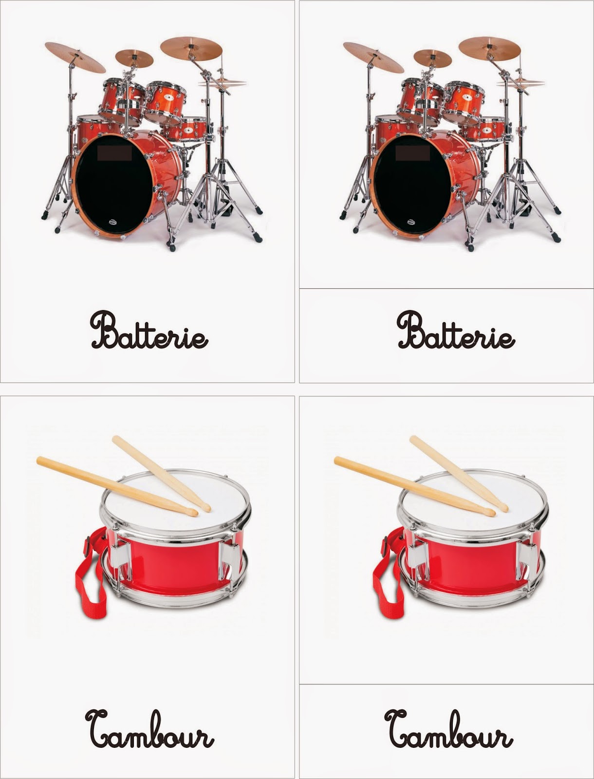 ma petite fabrique montessori: Cartes de nomenclature instruments de ...