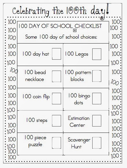 Joyful Learning In KC: 100 Day Signs and Checklist