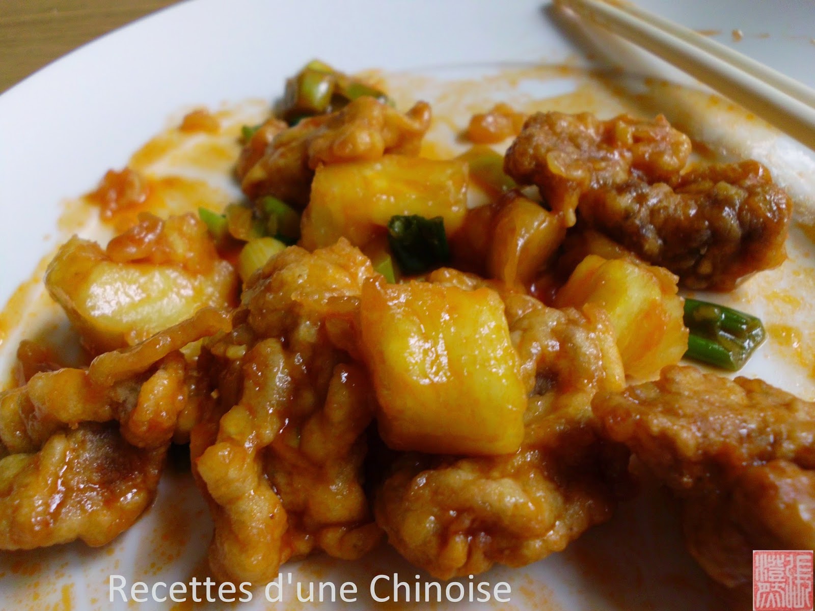 Recettes d'une Chinoise: Porc aigre-doux avec l'ananas 凤梨咕咾肉 fènglí ...