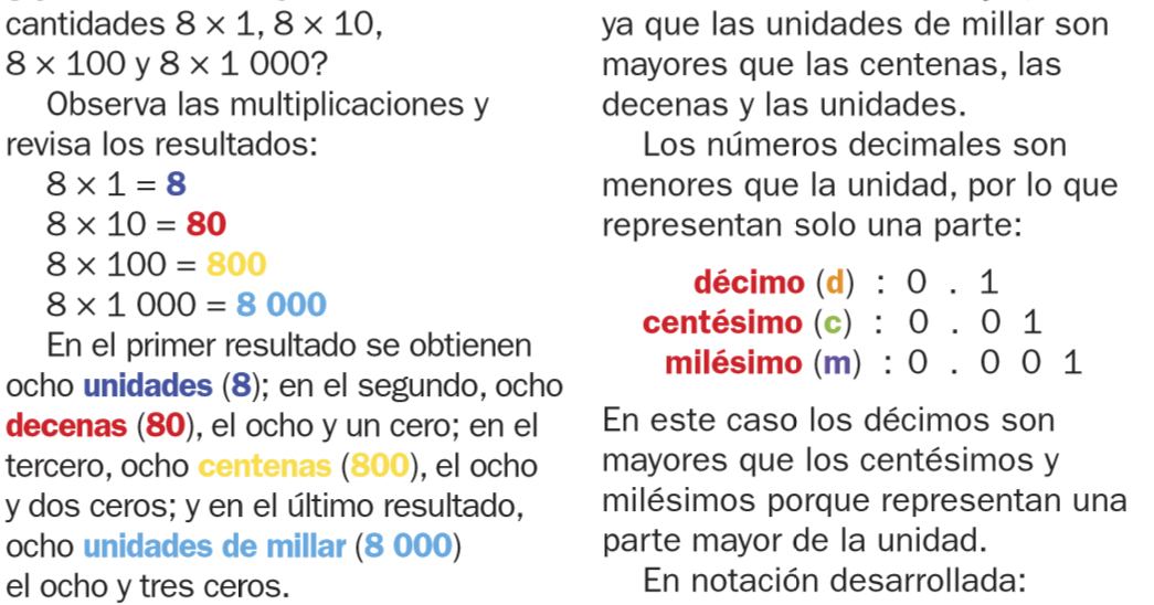 Cuarto Grado 2020 2021: MATEMATICAS.- Notación desarrollada y valor ...