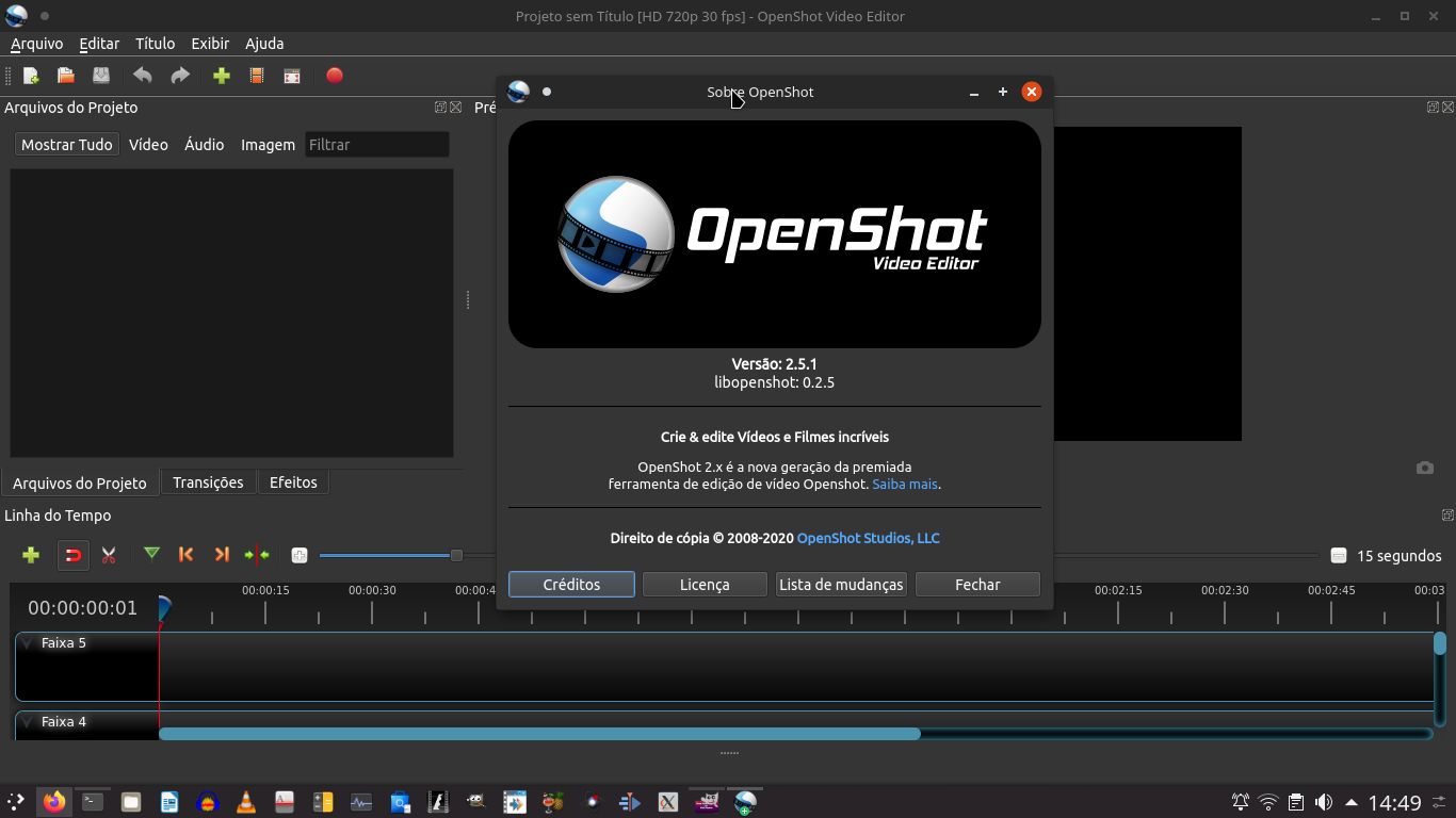 Lançamento do editor de vídeo OpenShot 2.5.1