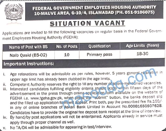 Federal Government Employees Housing Authority Jobs 2021 Apply Online ...