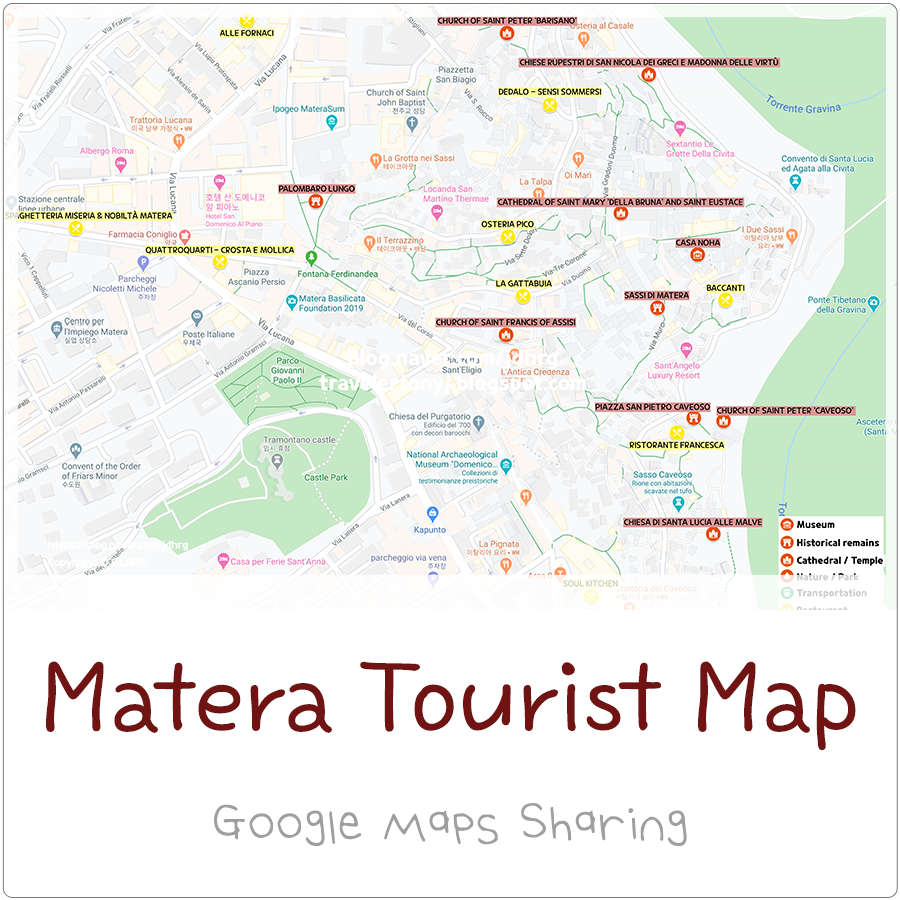 Italy Matera Tourist Map / Famous Restaurant / Operating hours of ...