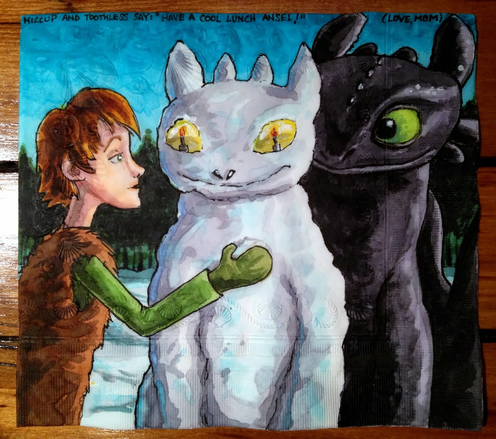 Daily Napkins: Hiccup And Toothless With Snow Dragon