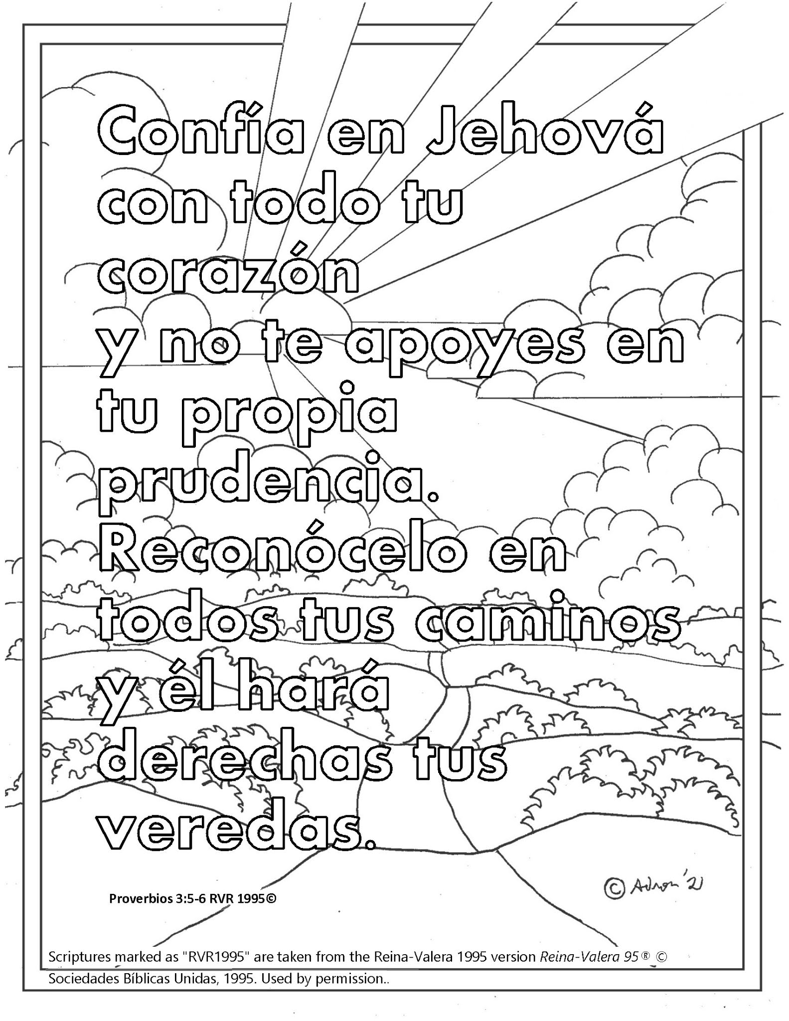 Coloring Pages for Kids by Mr. Adron: Proverbios Gratis 3: 5-6 Imprime ...