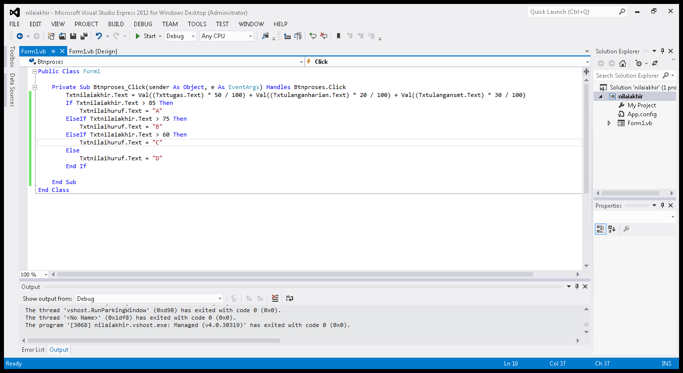 Cara Menghitung Nilai Akhir Menggunakan Visual Studio 2012 | LIABLOG Cara Menghitung Nilai Akhir Menggunakan Visual Studio 2012 | LIABLOG
