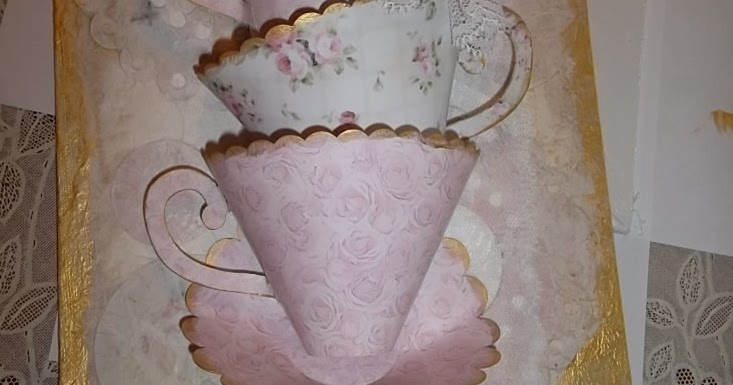 Cricut Fun!: Not Cricut but a 3D Paper tea cups on canvas