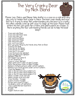 THE VERY CRANKY BEAR BOOK UNIT 63 PAGES ~ Book Units by Lynn