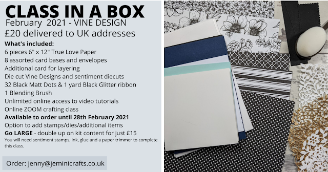 Jemini Crafts: CLASS IN A BOX - a fun card class in your own home.