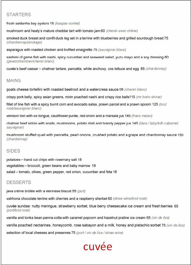 .: Sunday al fresco lunch at Cuvée, Simonsig