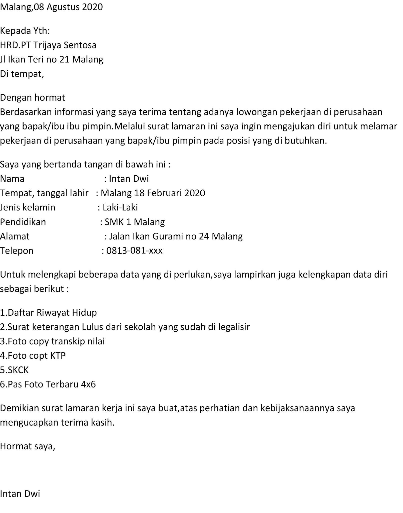 Contoh Pembuka Surat Lamaran Pekerjaan Berdasarkan Inisiatif Sendiri ...