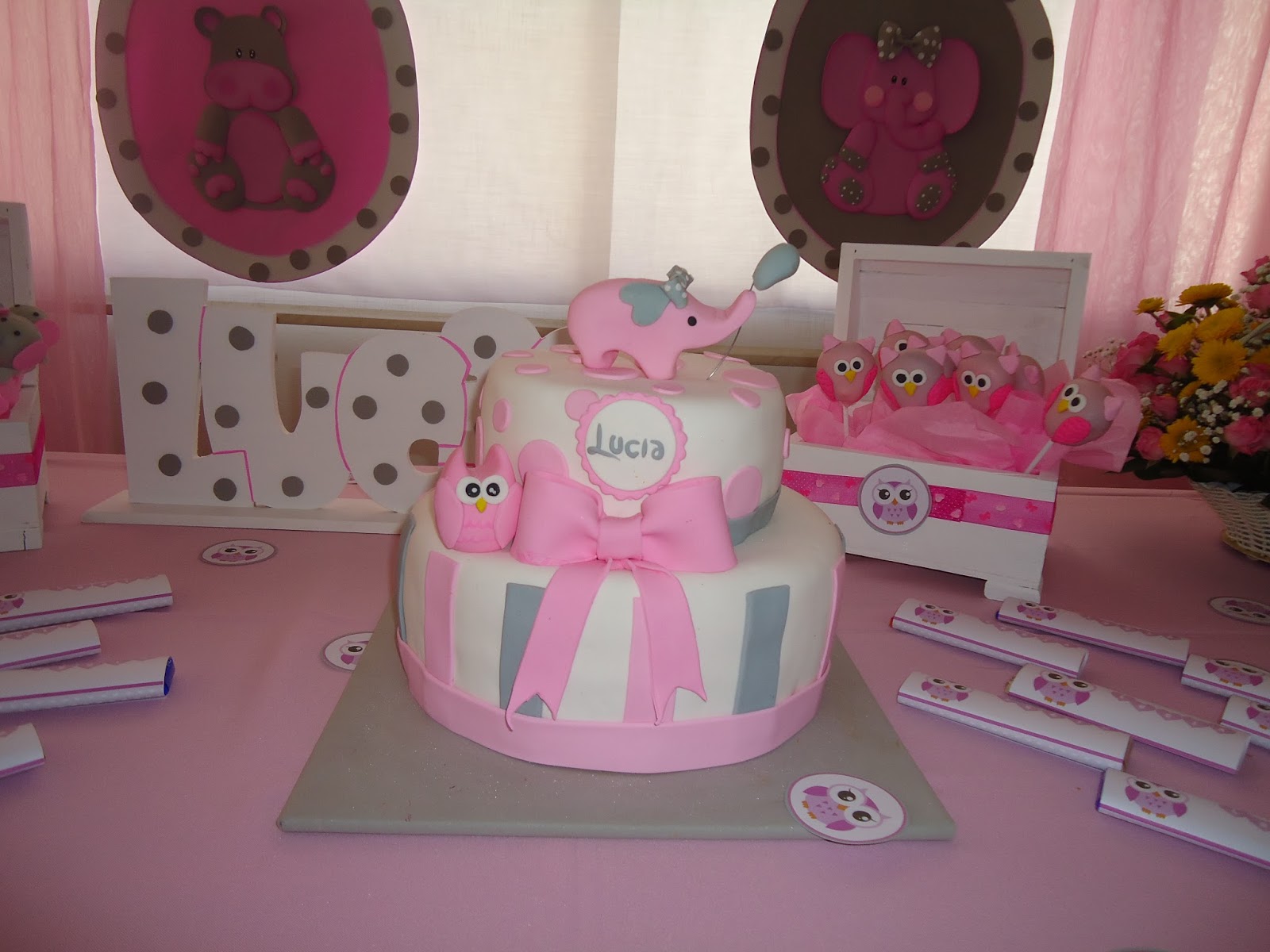 Beula decoraciones, decoracion de eventos tematicos e infantiles: Baby shower niña Rosado y Gris